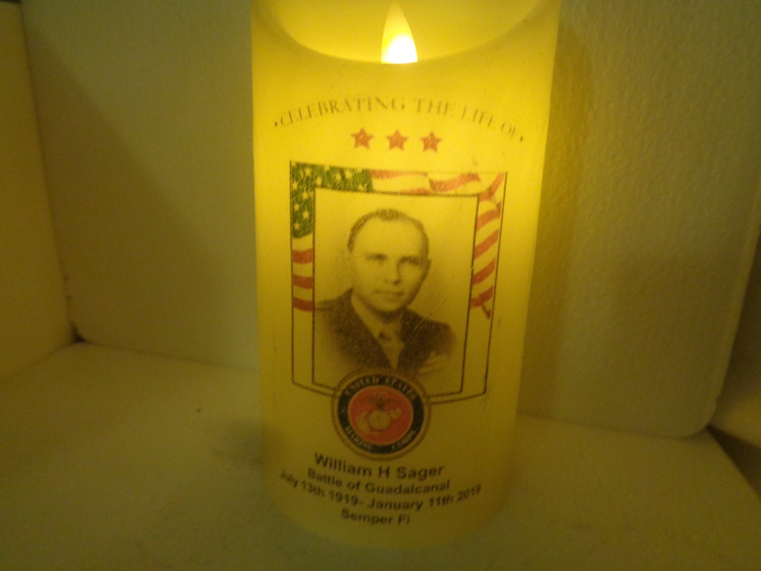 Military Veteran Memorial Bereavement Candle Handmade LED Flameless ...