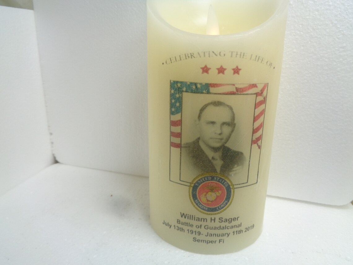 Military Veteran Memorial Bereavement Candle Handmade LED Flameless ...