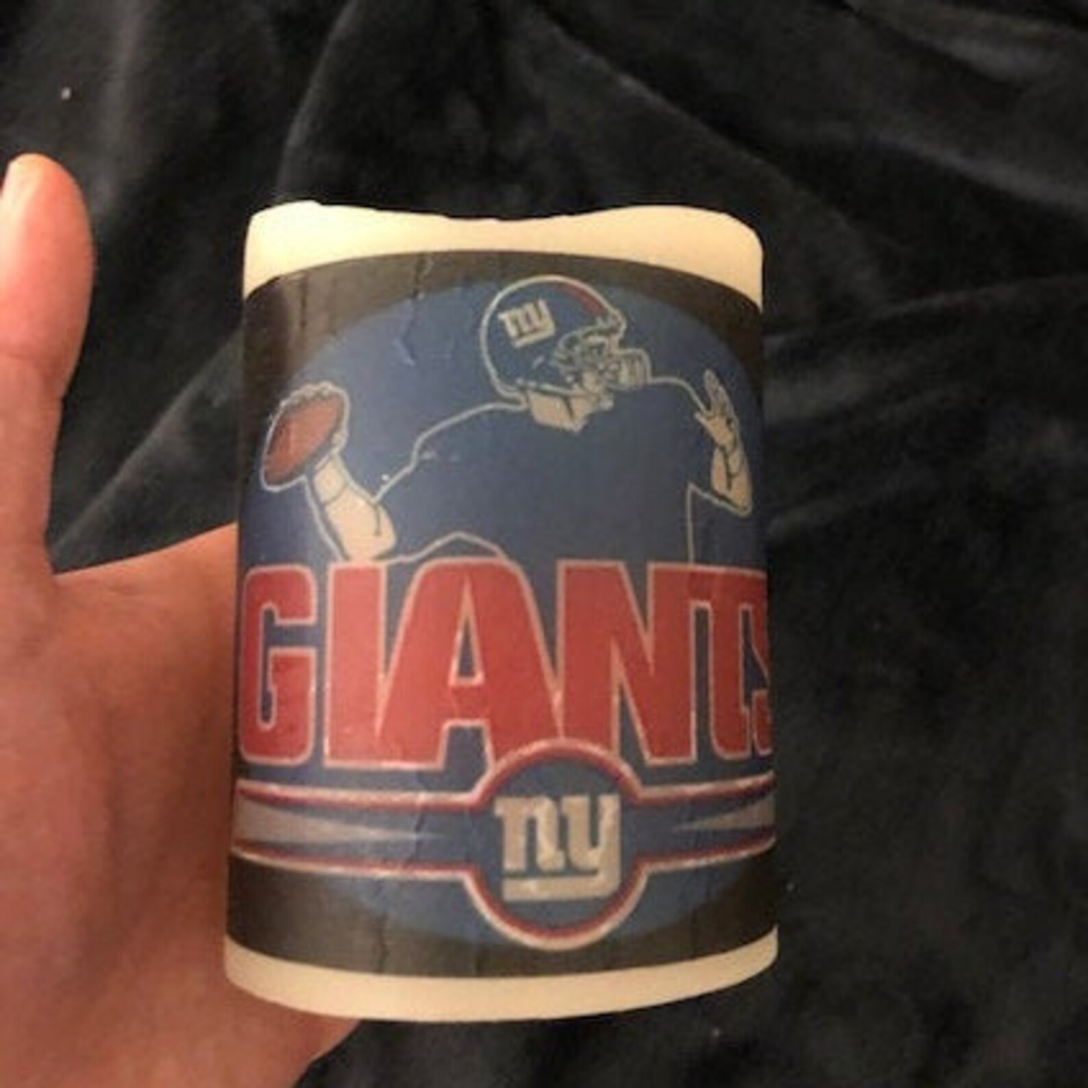 Handmade LED Flameless Electric Pillar Candle New York Giants Football ...