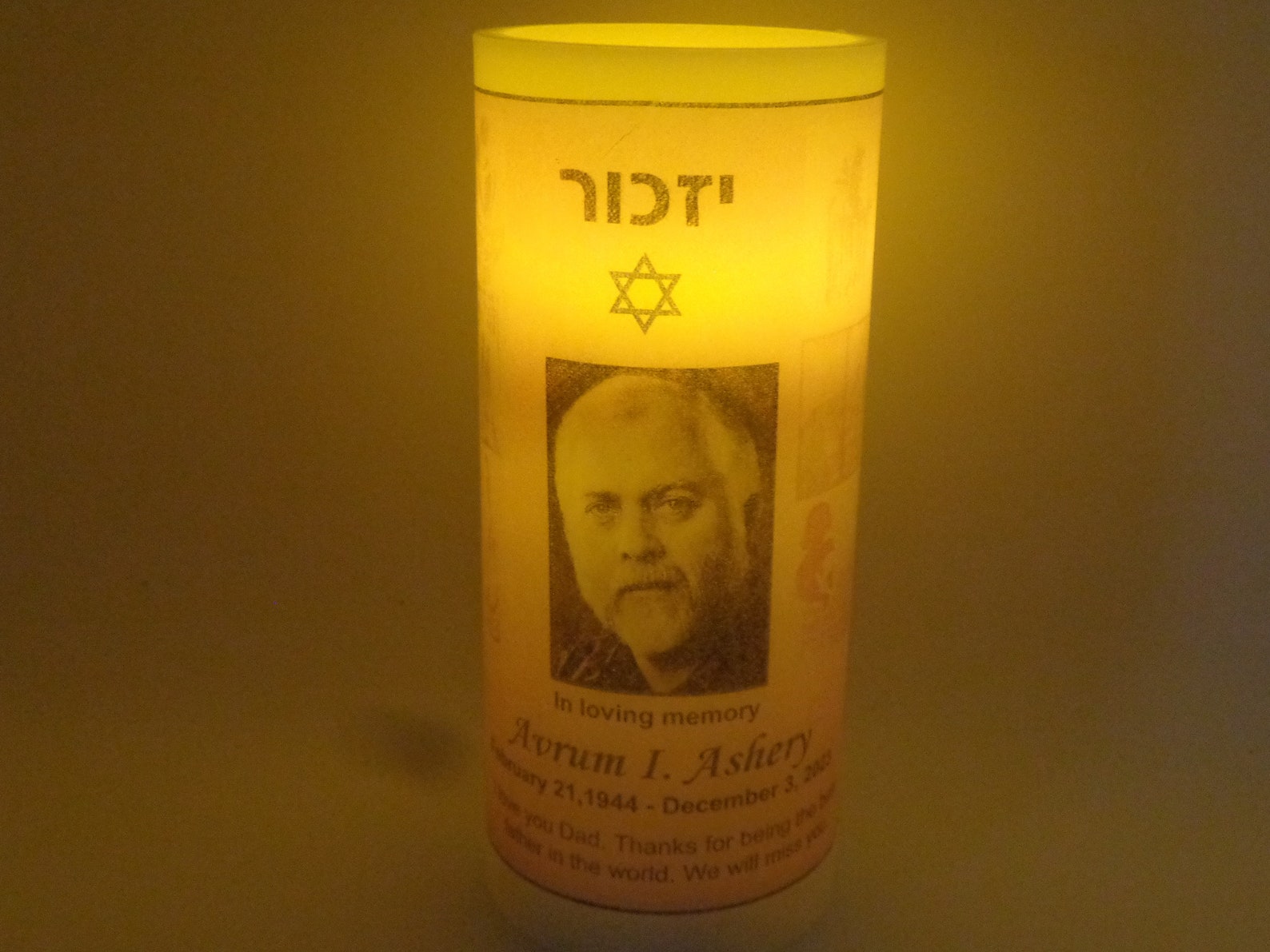Personalized Photo Yizkor Yahrzeit Jewish Memorial Candle Custom ...