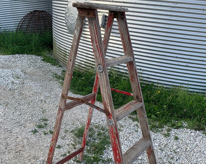 Antique 56 Vintage Wood Ladder 5 Steps Home Decorating - Etsy