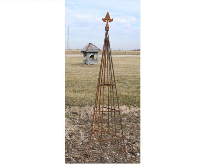 Lg Wrought Iron Cone Topiary Peony Support Tomato Cage Flower Trellis ...