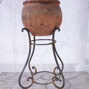 25.5" Wrought Iron Plant Stand Outdoor Patio Decor - Metal Flower Ivy ...