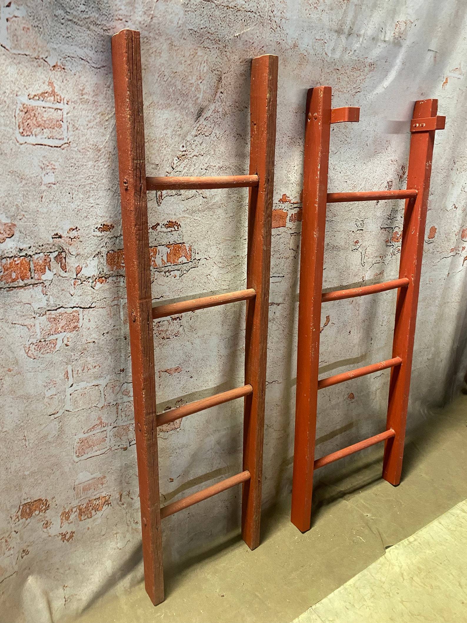 Antique Vintage Rusty Red Wooden Tall 4 Rung Ladders Rustic - Etsy