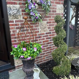 Wrought Iron 27" Beatrice Ball Topiary Flower Trellis, Metal Plant ...