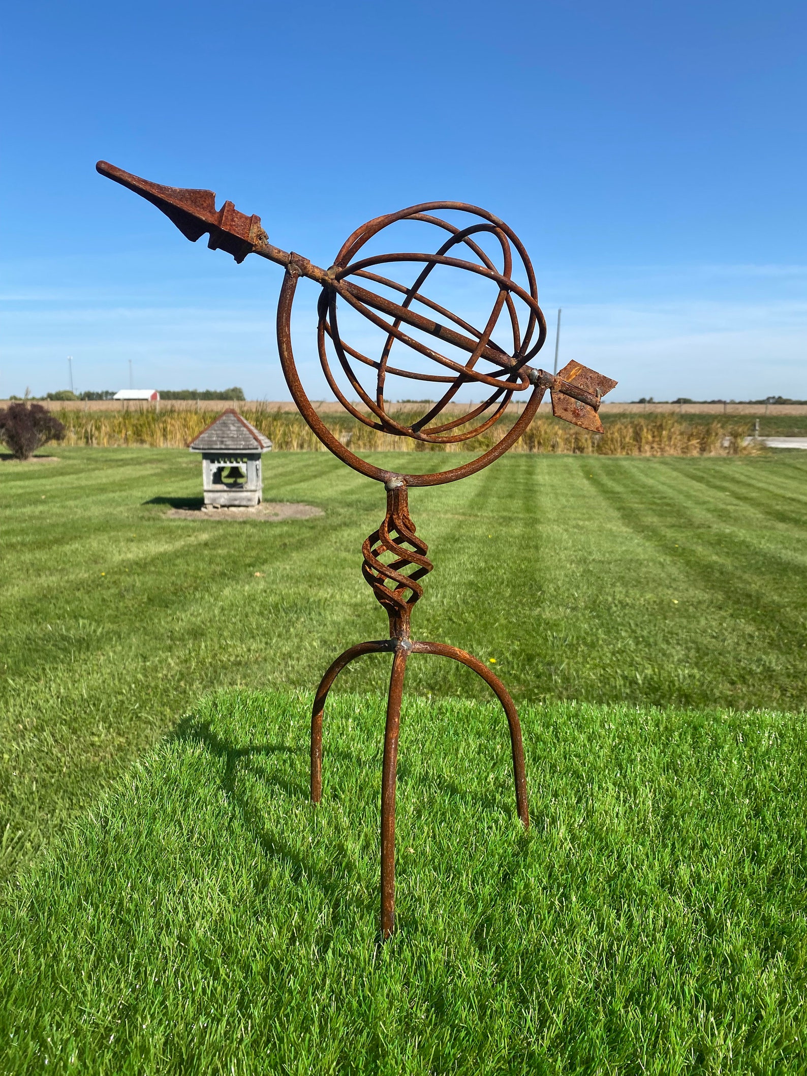 Wrought Iron Sundial Obelisk – Metal Yard Art, Garden Decor - Etsy