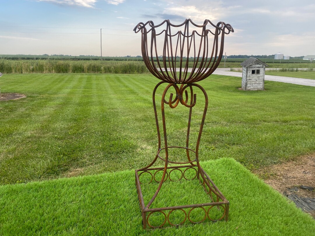 Wrought Iron Rustic Plant Stand – 29" Sm Pablo Outdoor Patio Planter - Etsy