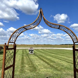 Handmade Wrought Iron Arched Michael Garden Arch, Rustic Vine Trellis ...