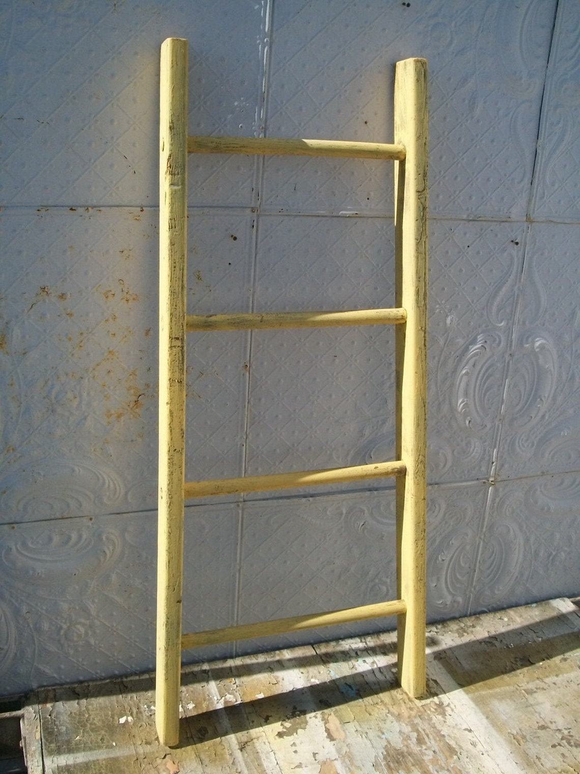 Rustic 4 Rung Antique Wood Ladder Collectible Towel Rack or - Etsy