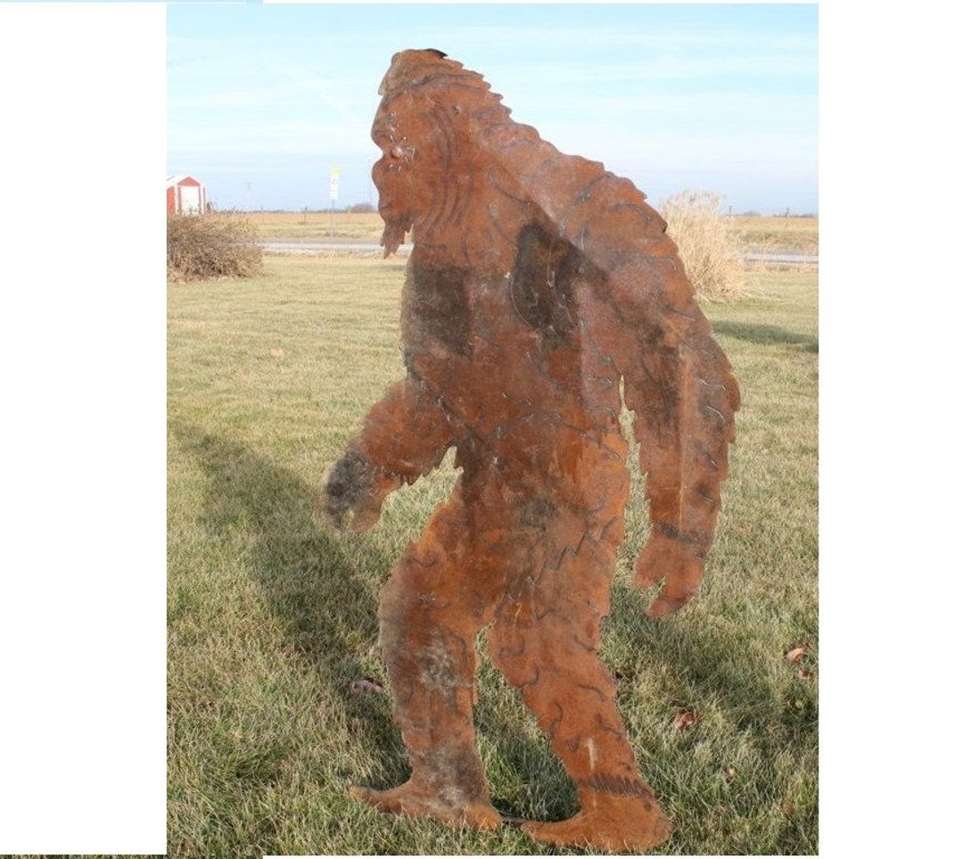 5' Metal Bigfoot Yard Art – Rustic Sasquatch Silhouette Decoration - Etsy