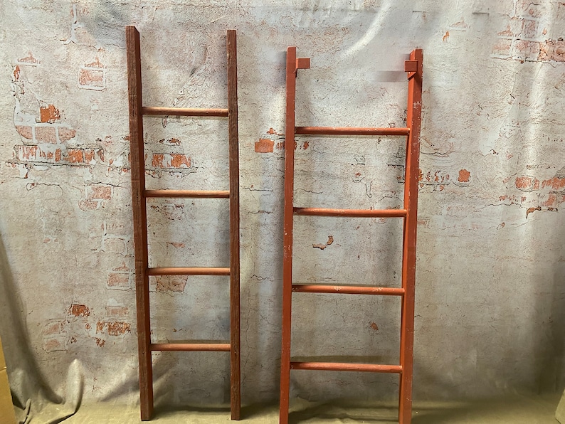 Antique Vintage Rusty Red Wooden Tall 4 Rung Ladders Rustic - Etsy