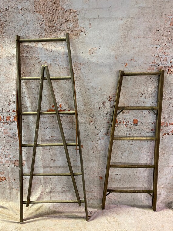 Rustic Antique Wood Ladder Parts Collectible Towel Rack or | Etsy