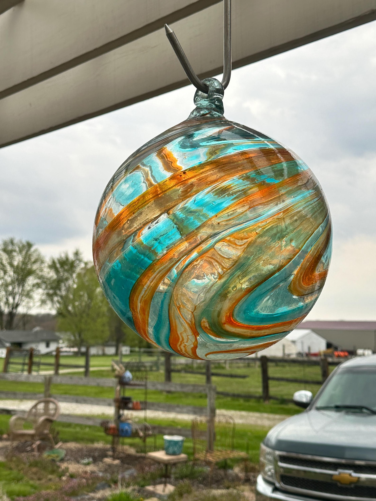 Hand Blown Art Glass Gazing Ball - 12" Patio Decor - Etsy