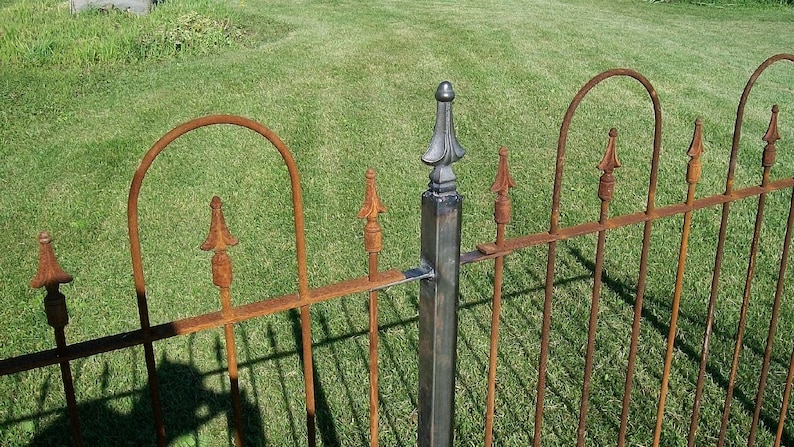 Cast Iron Finial 1.5"sq Posts Fence Post - 3ft Steel Yard Perimeter ...