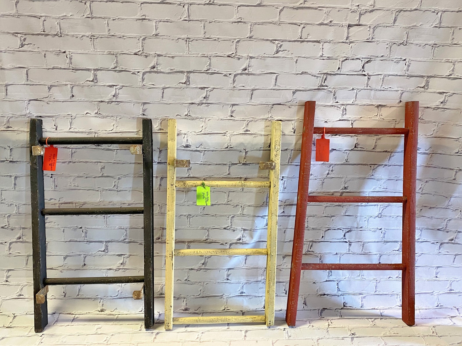 Country Colored 3 Rung Antique Ladders Vintage Decorating - Etsy