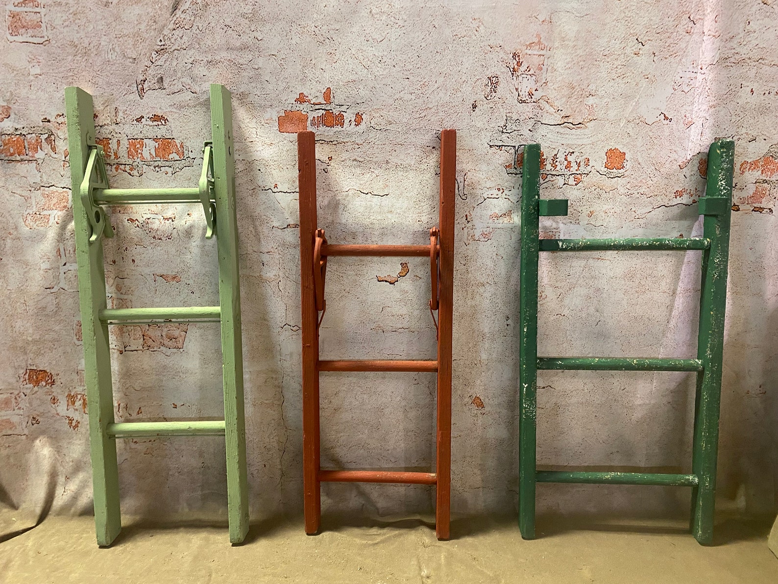 Rustic Tall Country Colored 3 Rung Antique Ladders Vintage - Etsy