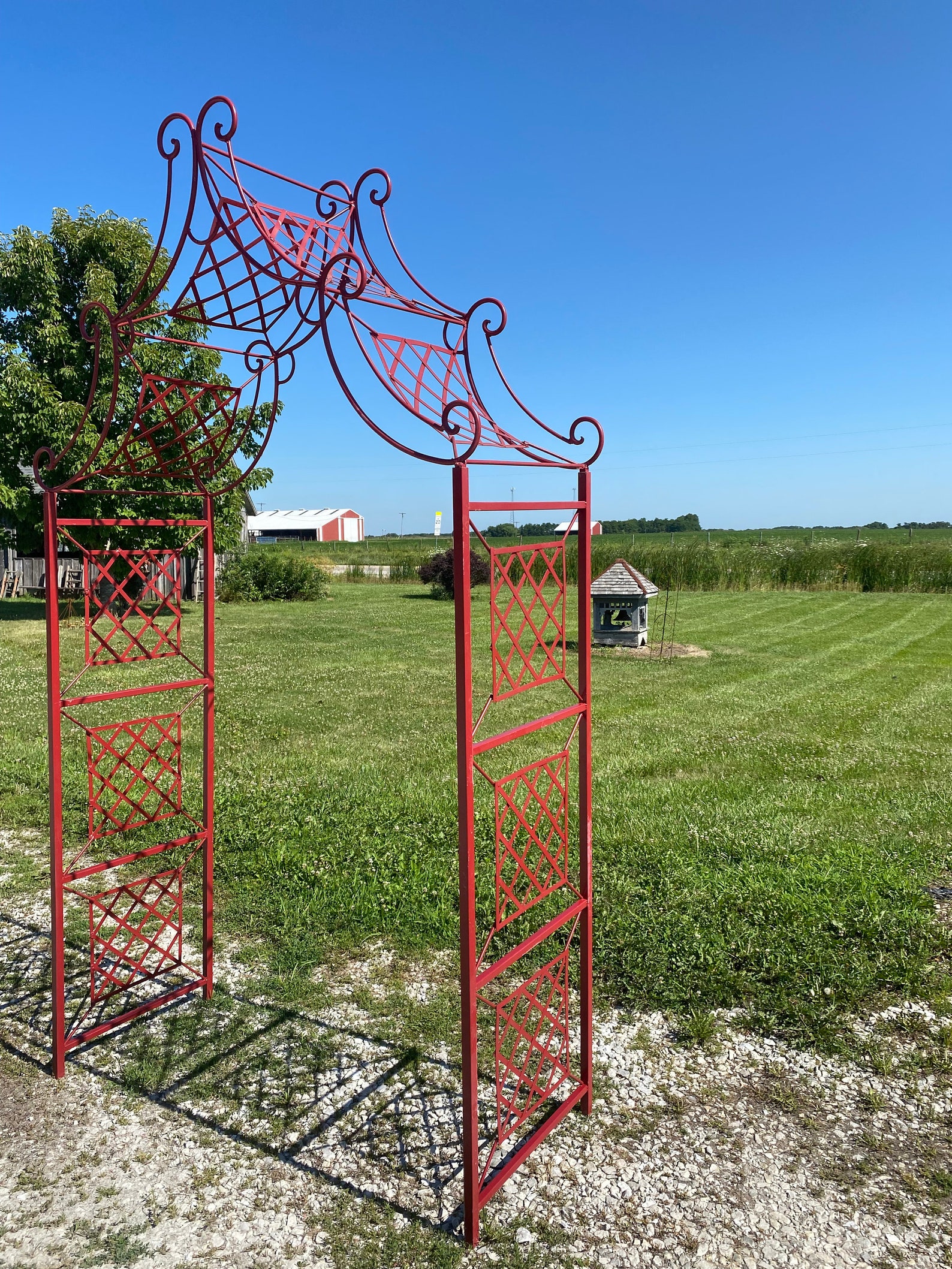 Colonial Red Curl Drape Wrought Iron Garden Arbor, Vine Trellis - Etsy