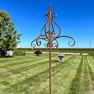 Wrought Iron Tree With Hooks Plant Stand – Rustic Outdoor Flower Basket ...