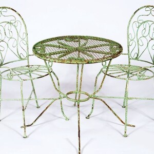 Wrought Iron Miniature Small Table and Chair Set - Child's Furniture ...