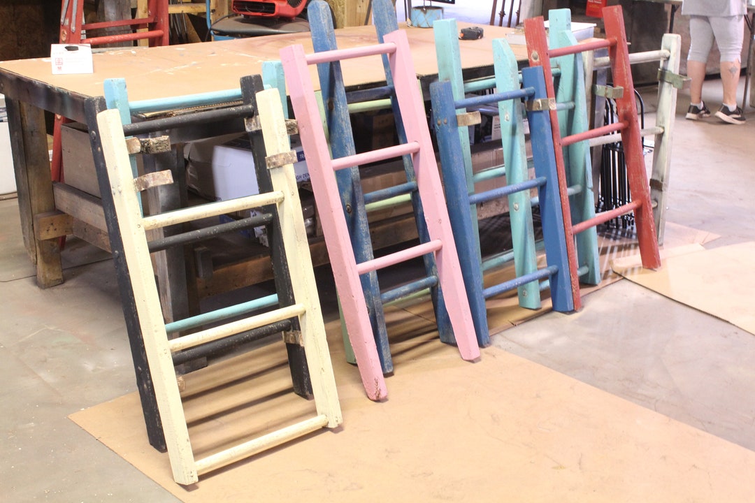 Country Colored 3 Rung Antique Ladders - Vintage Decorating - Primitive ...