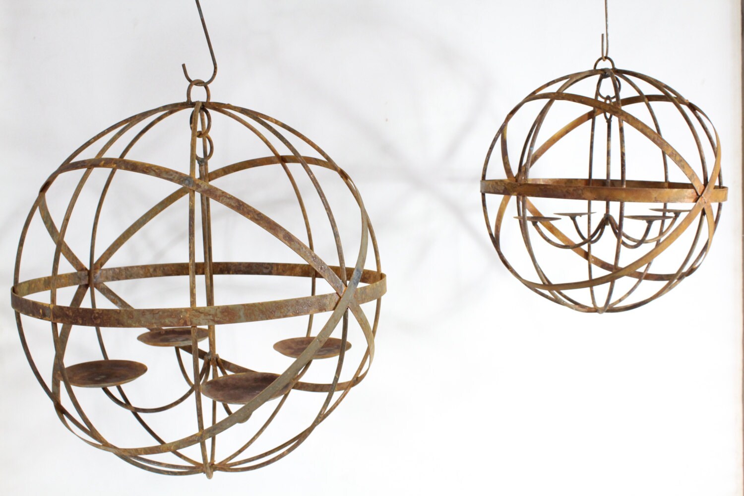 Wrought Iron 20'' Mystic Sphere Candle Chandelier – Rustic Orb Indoor ...