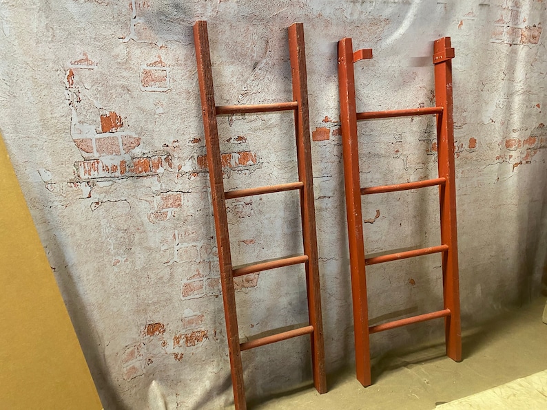Antique Vintage Rusty Red Wooden Tall 4 Rung Ladders Rustic - Etsy
