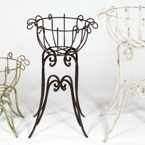 Rustic Wrought Iron Plant Stand - Vintage Outdoor Garden Planter (18 ...