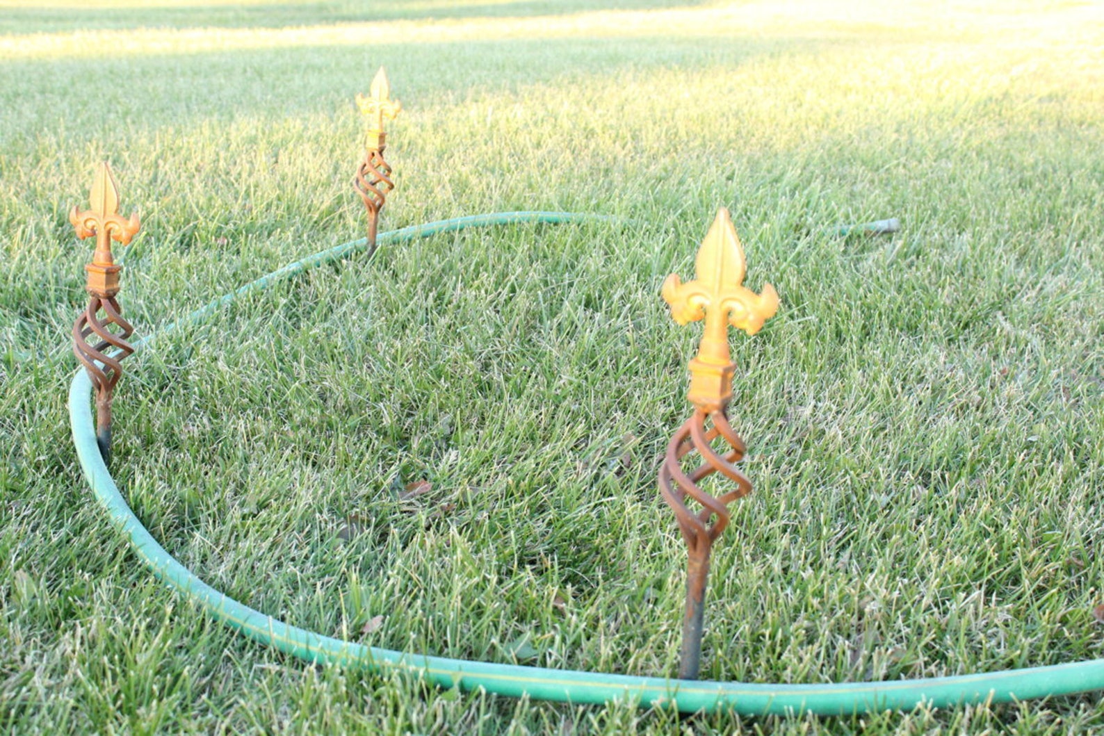 Wrought Iron Hose Guards With Cast Iron Finial, Garden Border Stakes ...