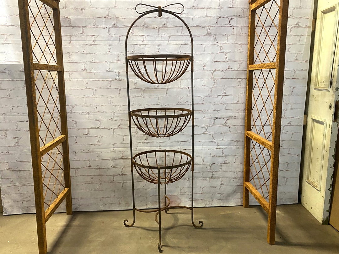 Cierra Wrought Iron 63" 3 Tiered Plant Stand - Outdoor Patio Metal ...