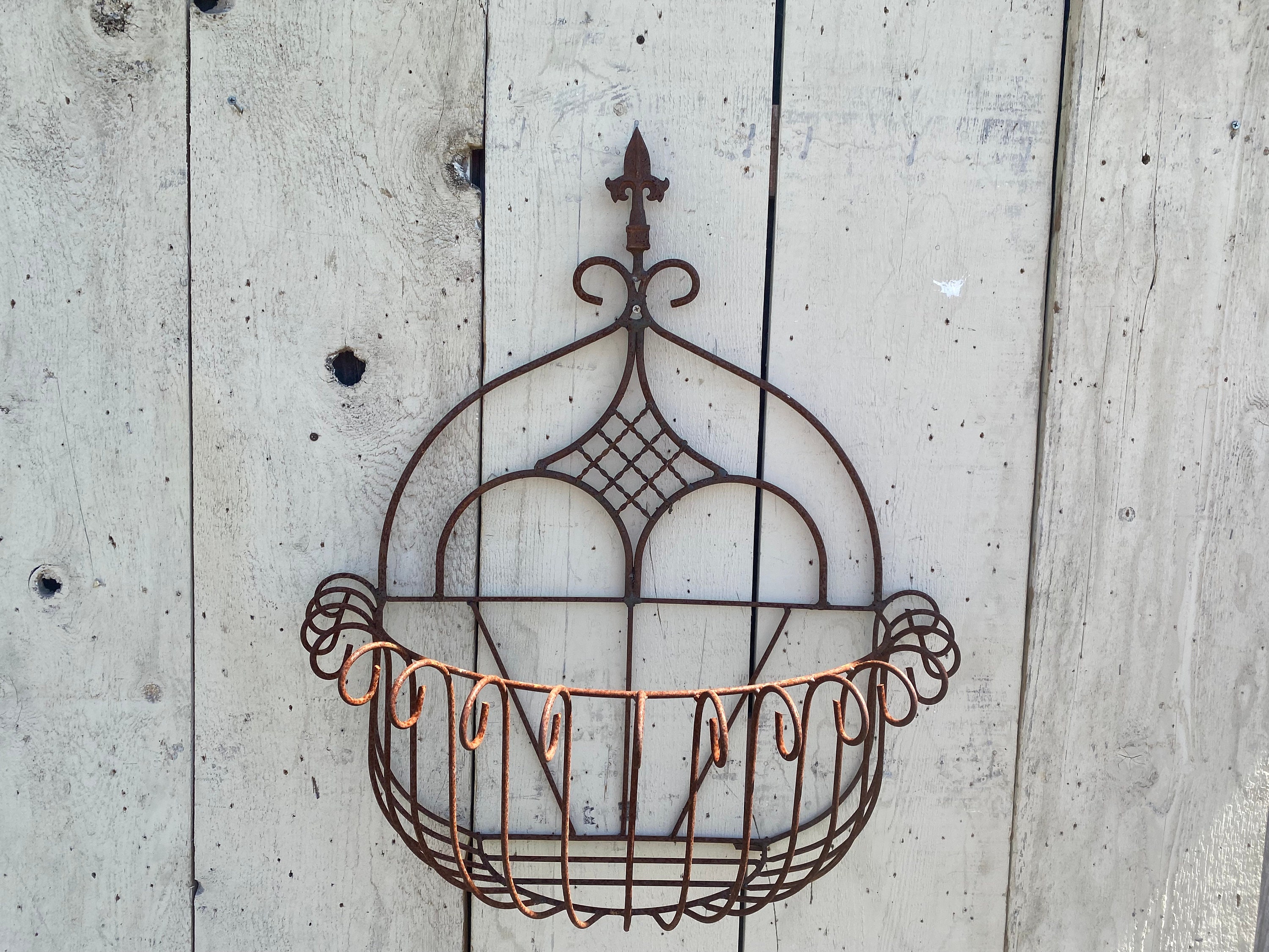 Wrought Iron Small Nora Wall Basket Outdoor Patio Metal - Etsy