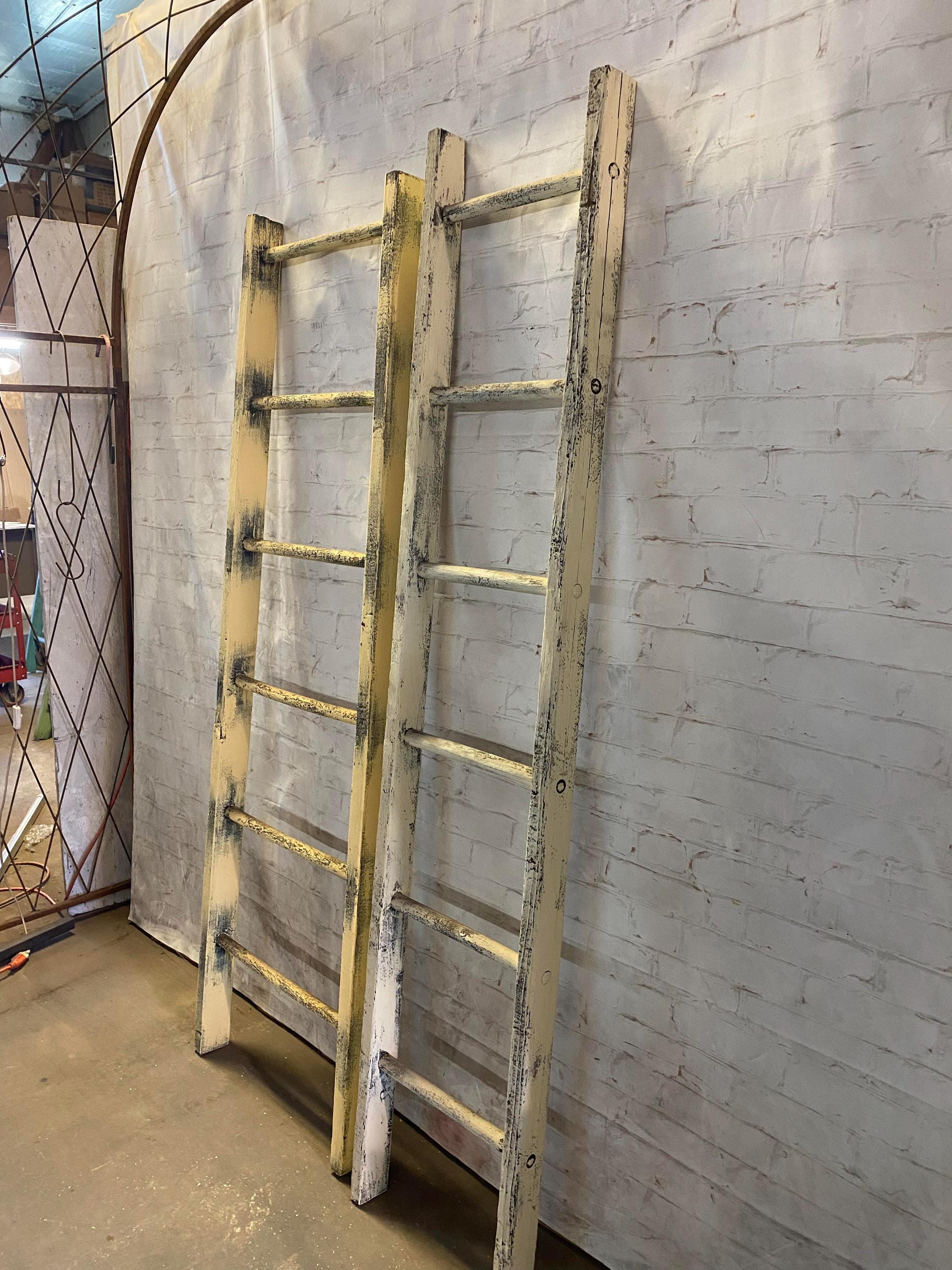 Antique Vintage Wooden 6 Rung Ladders - Rustic Shelf - Primitive ...