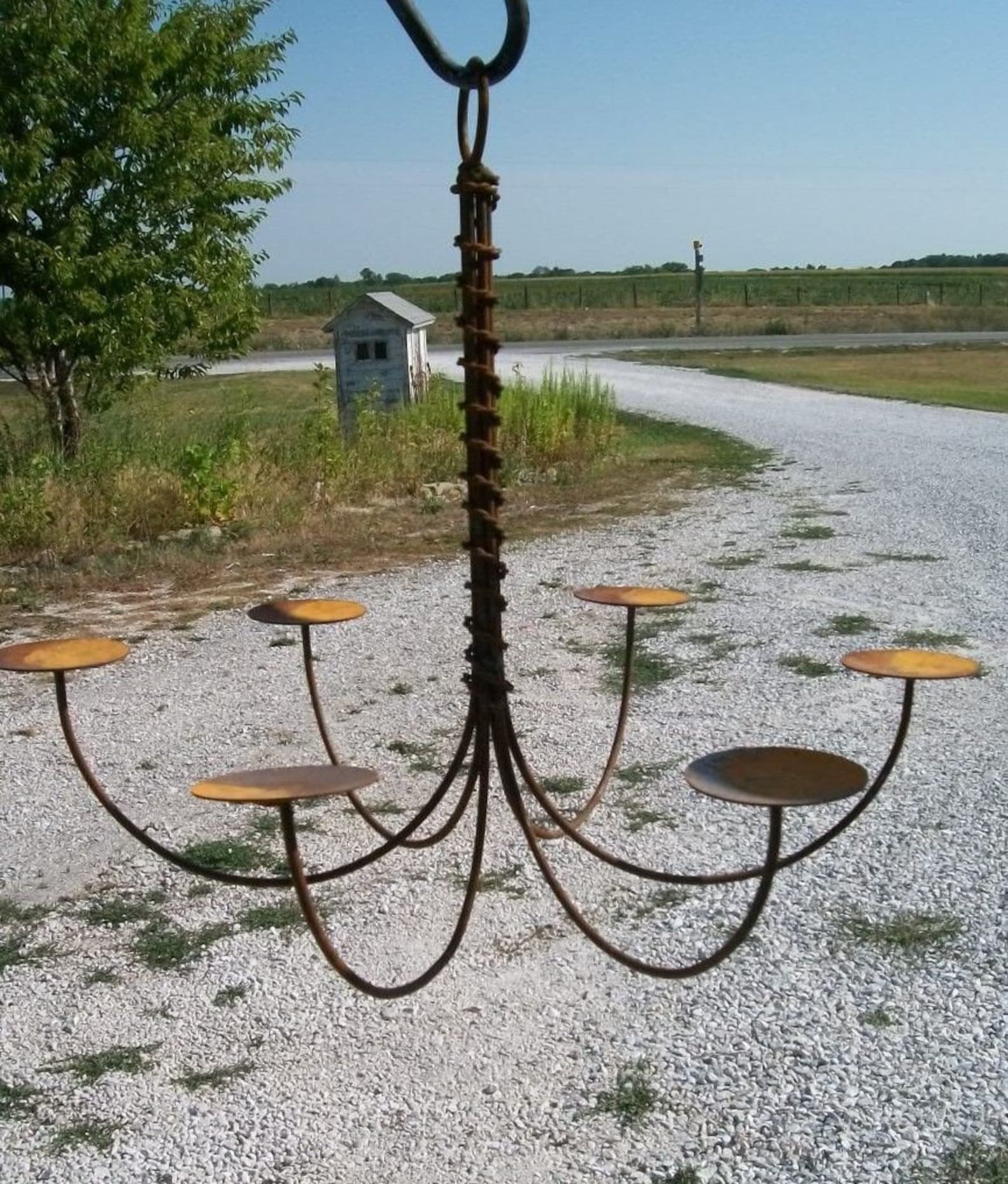 Wrought Iron 20'' Federal Candle Chandelier – Rustic Indoor/outdoor - Etsy