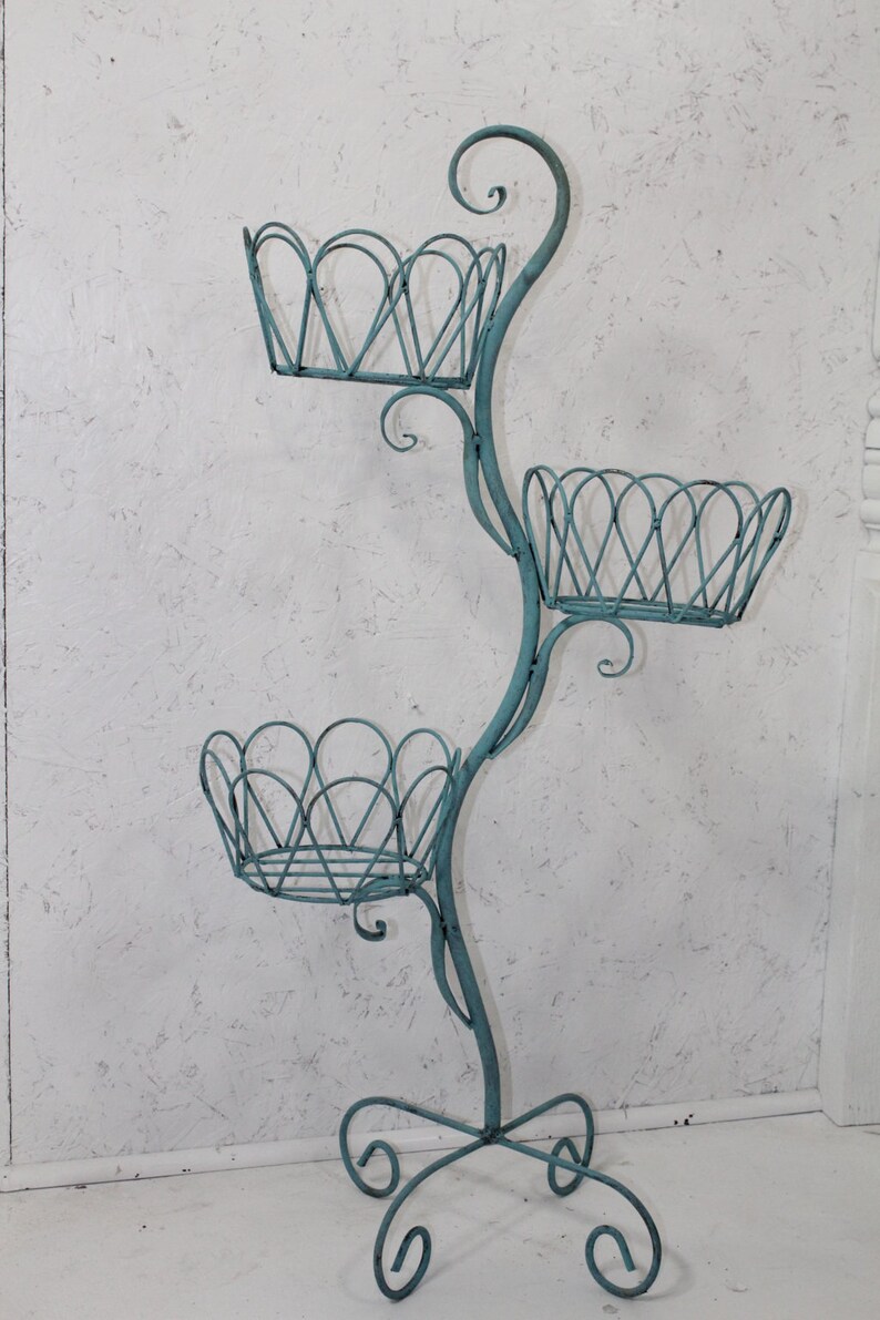 Wrought Iron 43" Tall Bonny 3-tier Plant Stand – Rustic Outdoor Patio ...