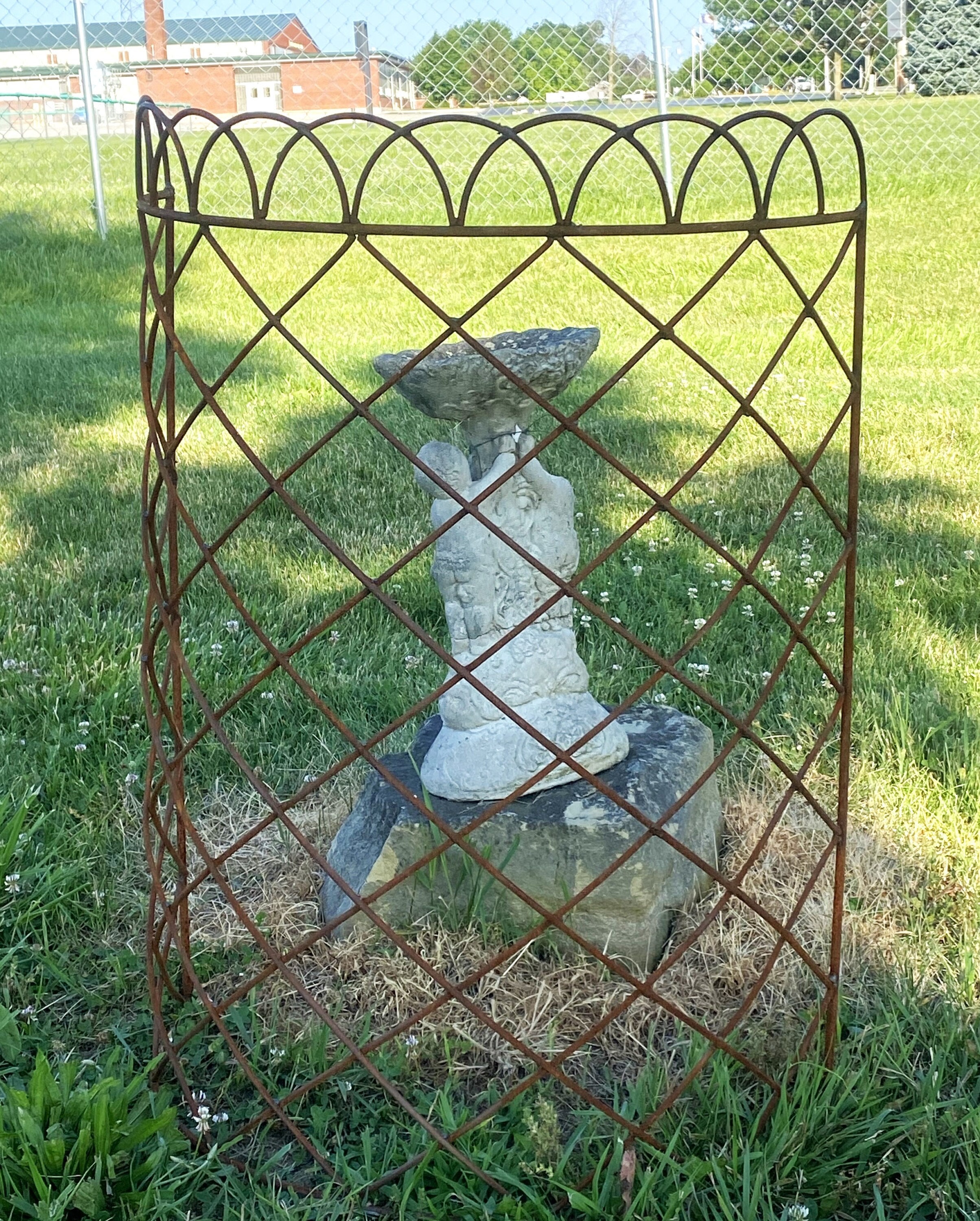 Wrought Iron Half Circle Tree Surround – Rusty Metal Sapling Guard ...