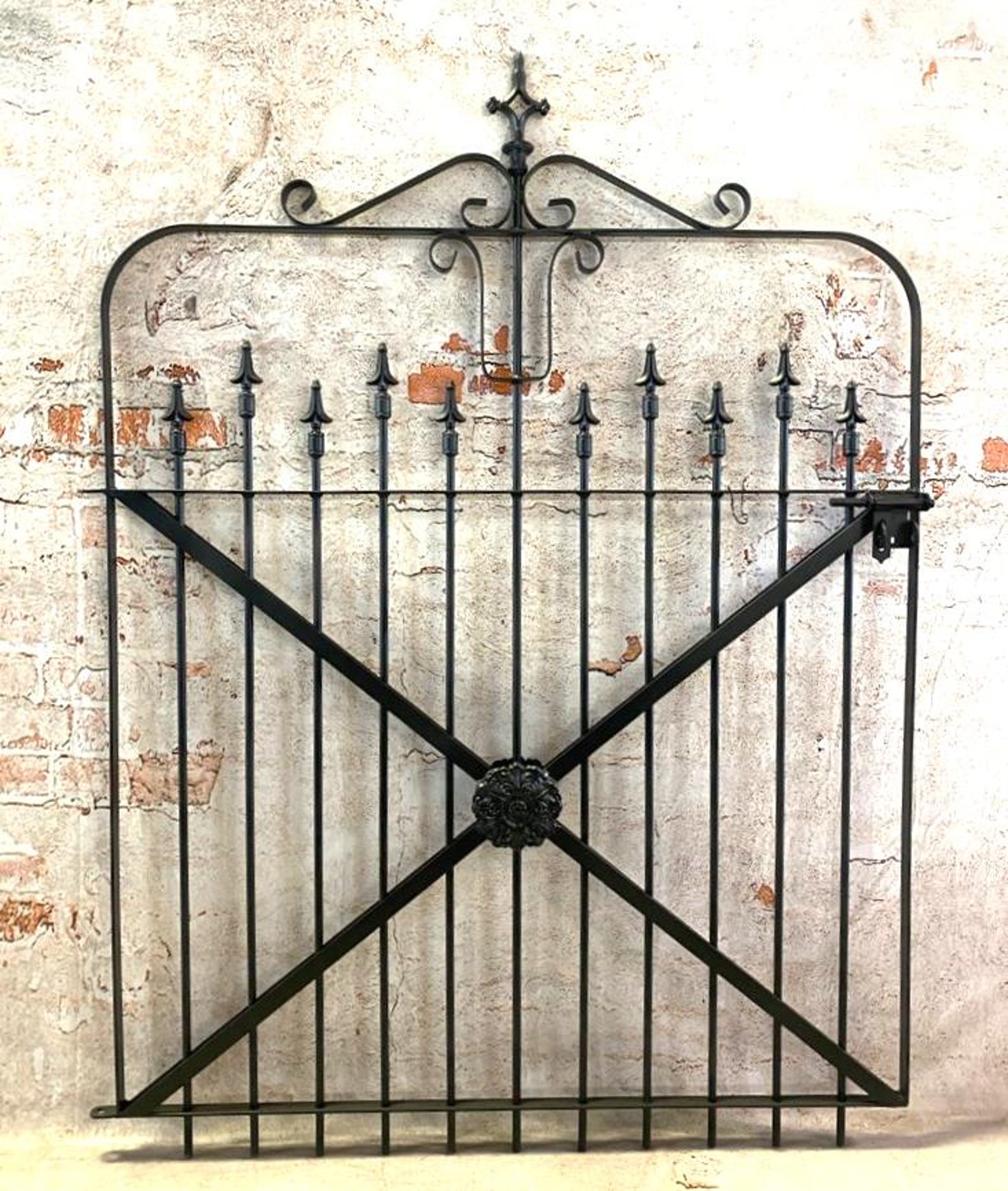 Antique Style Gate - Ornate Cross Medallion 4't by 43.5" to 48"w ...