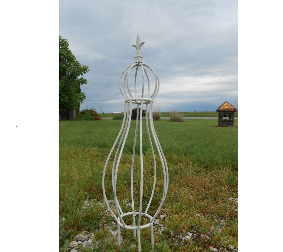 Metal 27" Small Ball Pumpkin Topiary Flower Trellis, Plant Climber ...