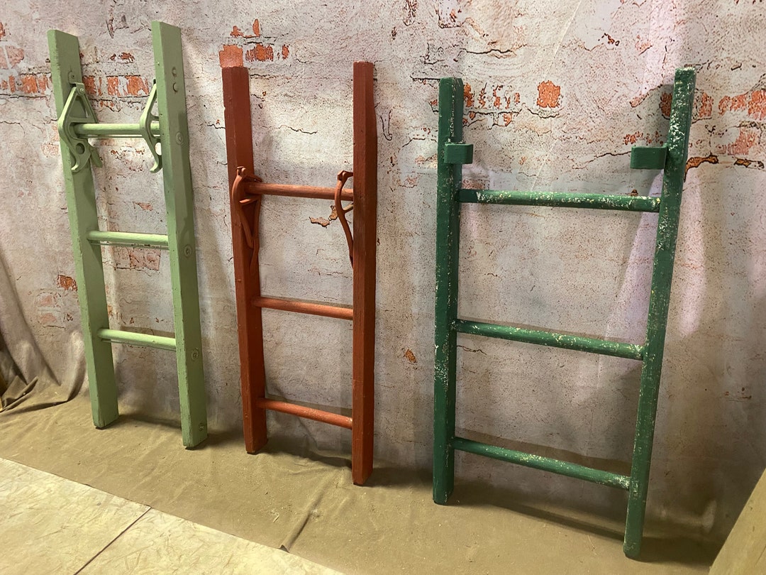 Rustic Tall Country Colored 3 Rung Antique Ladders - Vintage Decorating ...