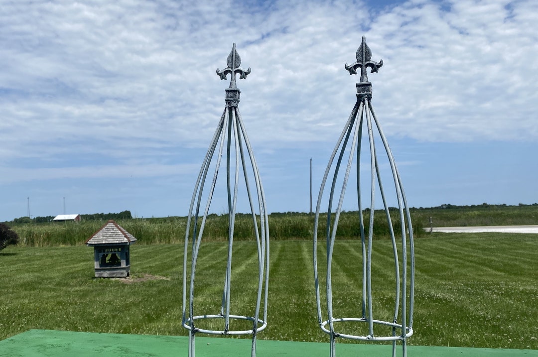 QTY - 2 Wrought Iron 19" Twist Topiary Flower Trellis, Garden Plant Climber, Rustic Yard ...