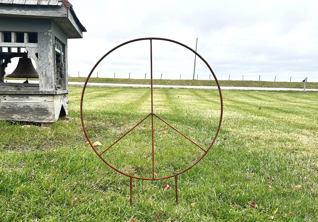 Medium 24" Wrought Iron Yard Peace Stake - Rustic Sign Decoration ...