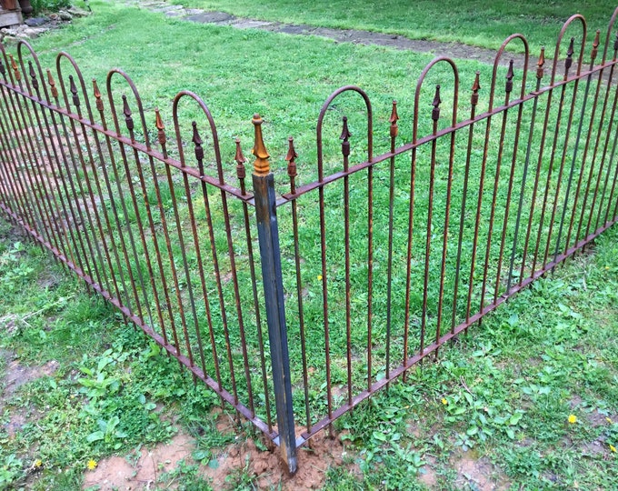 Arched Wrought Iron Fence Panels With SOLID PICKETS, Rings and 18 Tall ...