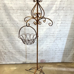 Wrought Iron Tree With Hooks - Outdoor Patio Metal Flower Basket ...