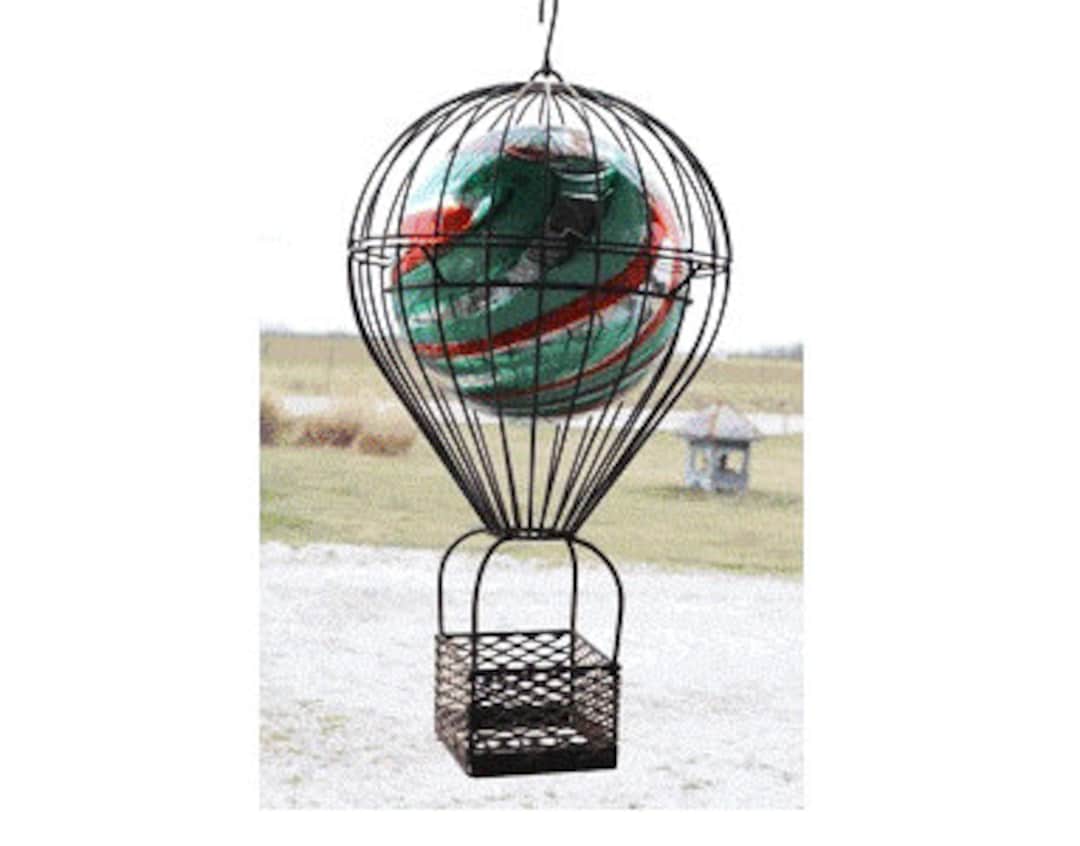 32" Wrought Iron Gazing Ball Balloon Basket - Hanging Decorative Metal ...