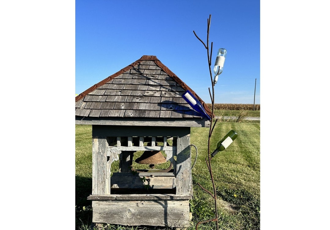 Wrought Iron 62" Stick Bottle Tree - Rustic Metal Branch for Wine ...