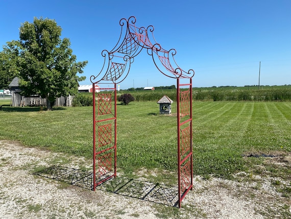 Colonial Red Curl Drape Wrought Iron Arbor Climbing Flower - Etsy