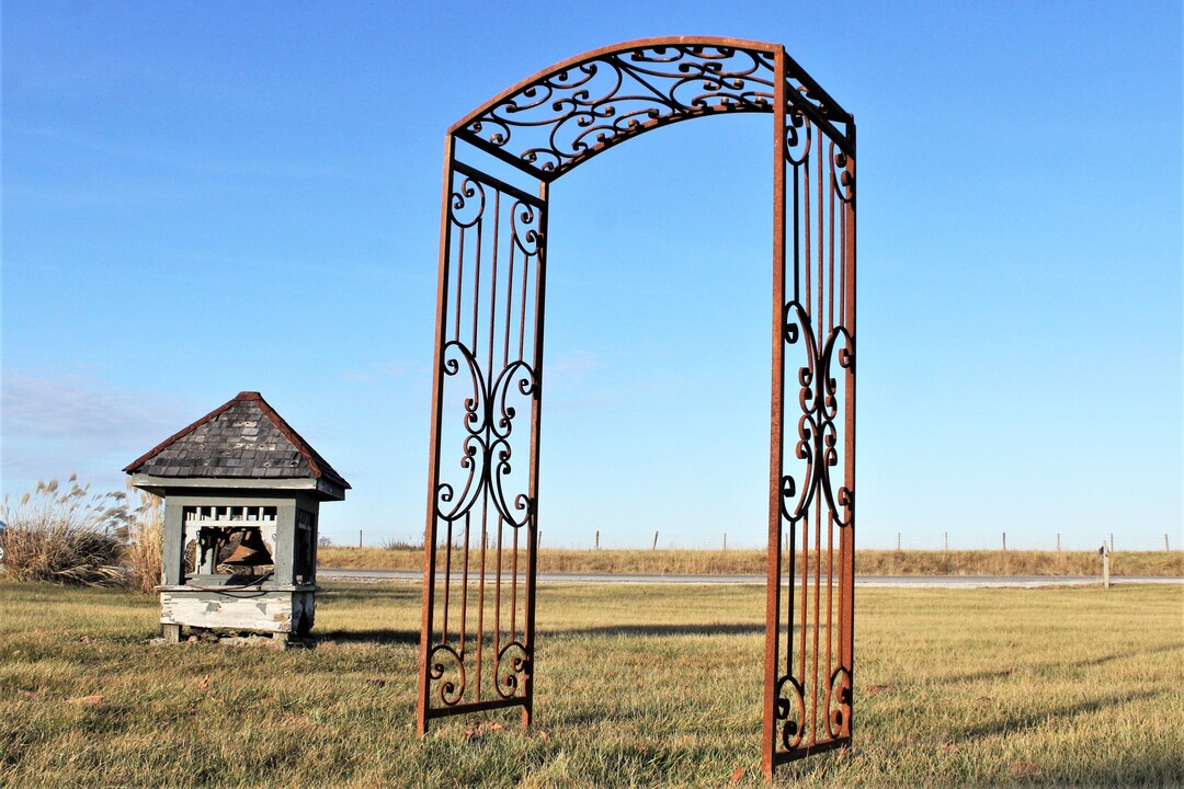 Wrought Iron Garden Arbor, Rustic Metal Archway, Vine Trellis - Etsy