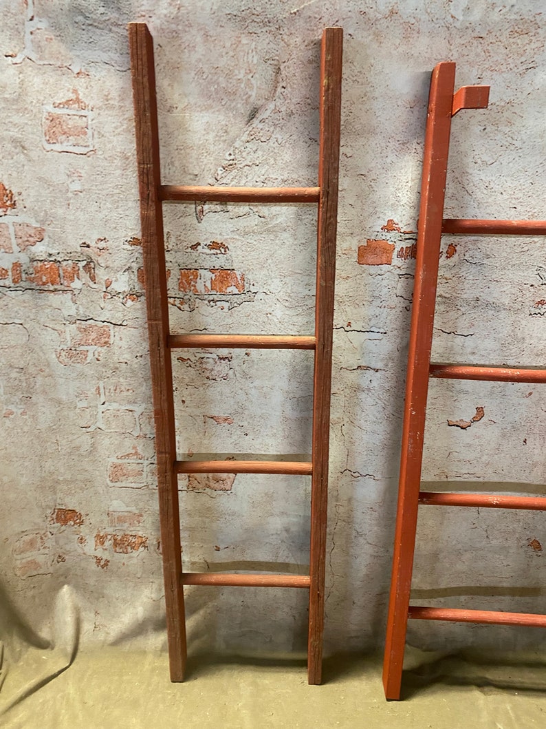 Antique Vintage Rusty Red Wooden Tall 4 Rung Ladders Rustic - Etsy