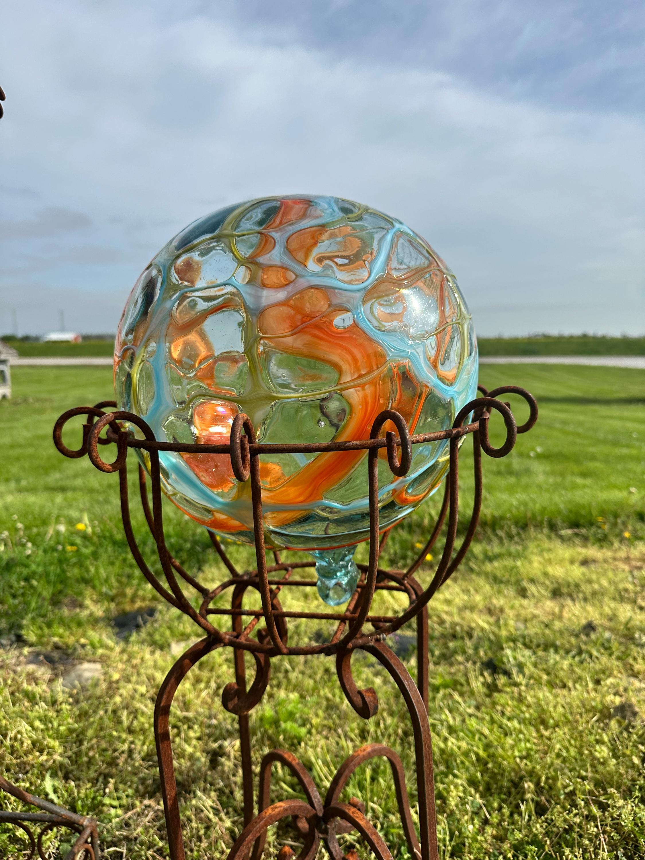 Hand Blown Art Glass Gazing Ball - 12" Patio Decor - Etsy