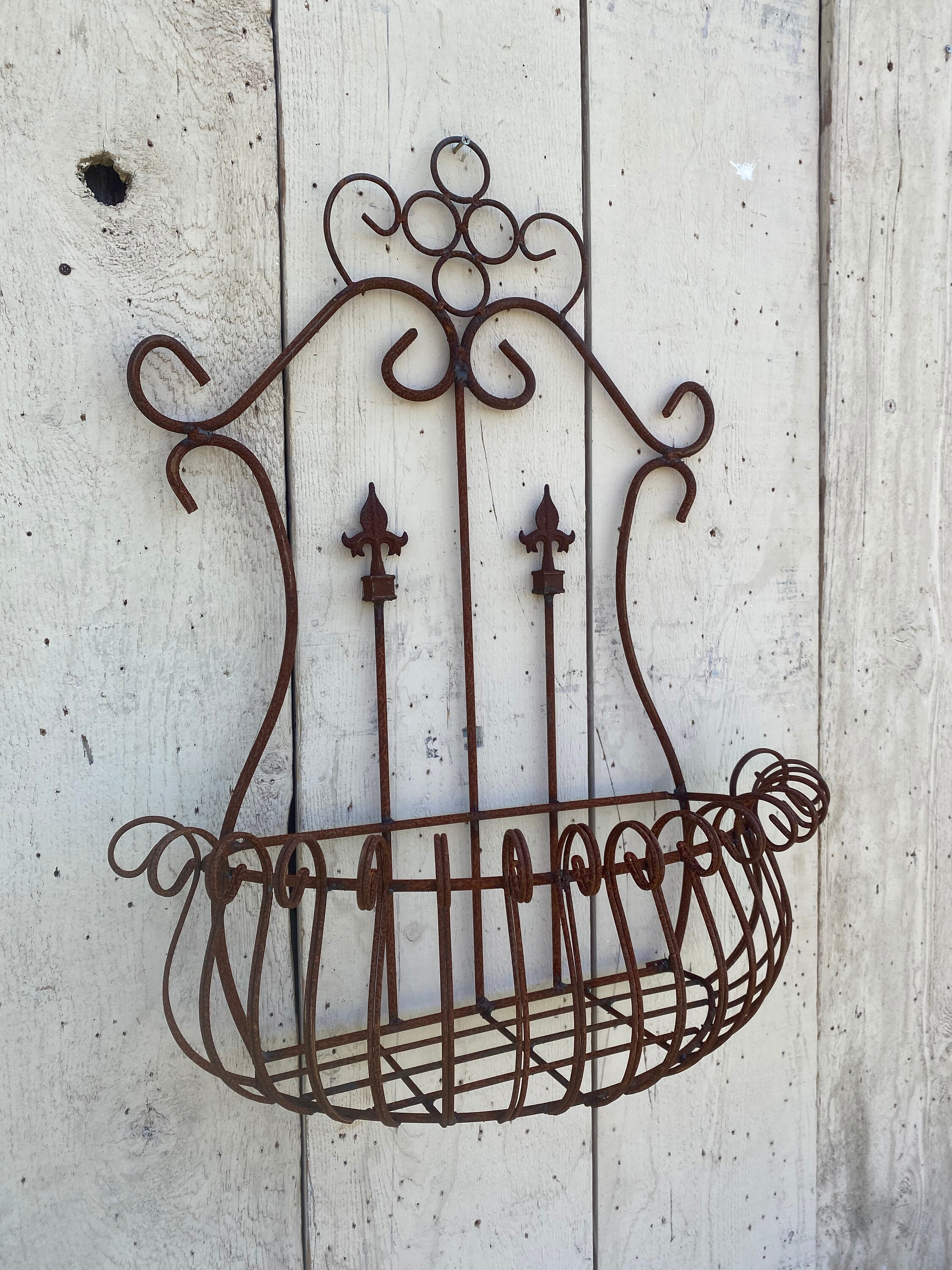 Wrought Iron Fiona 31" Finial Flower Basket – Rustic Outdoor Decor - Etsy