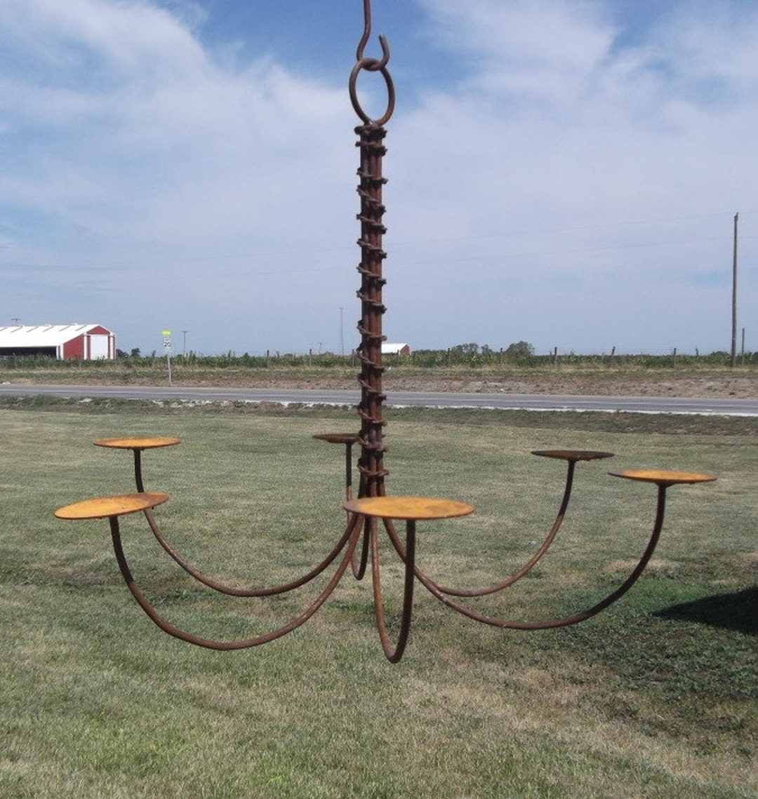 Wrought Iron 20'' Federal Candle Chandelier – Rustic Indoor/outdoor - Etsy