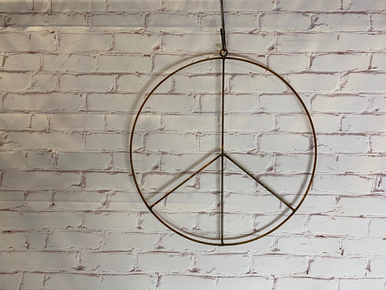 25" Wrought Iron Peace Sign - Hanging Wall Decoration - Decorative ...